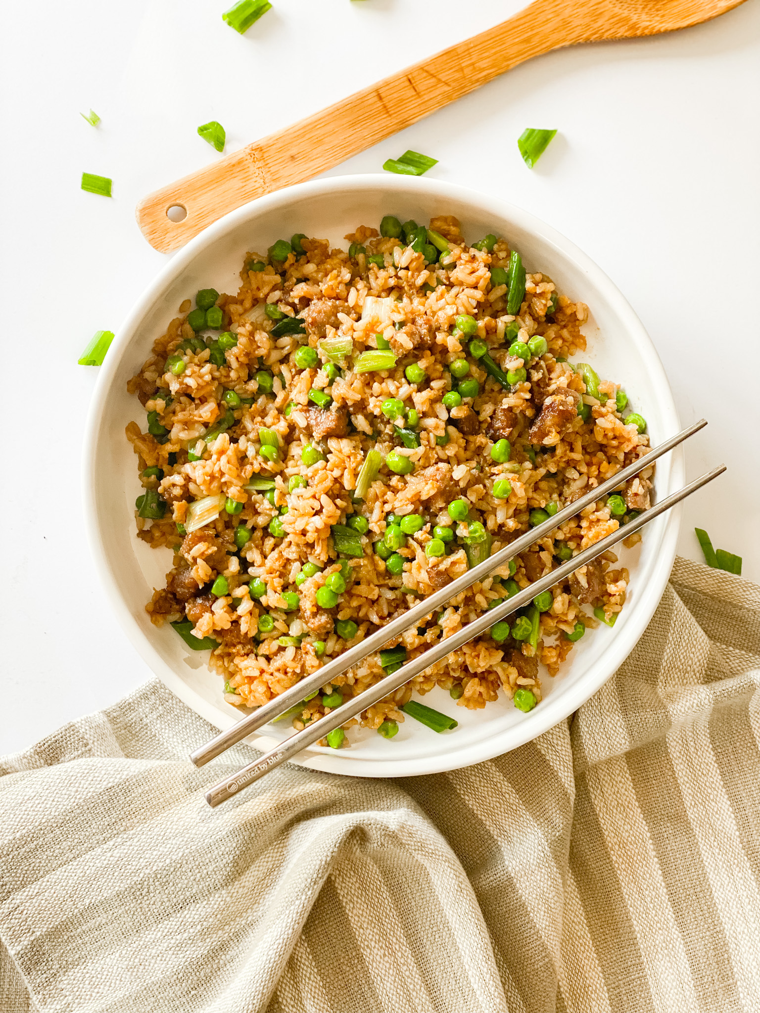 Fried Brown Rice with Sausage - Goolsby Sausage